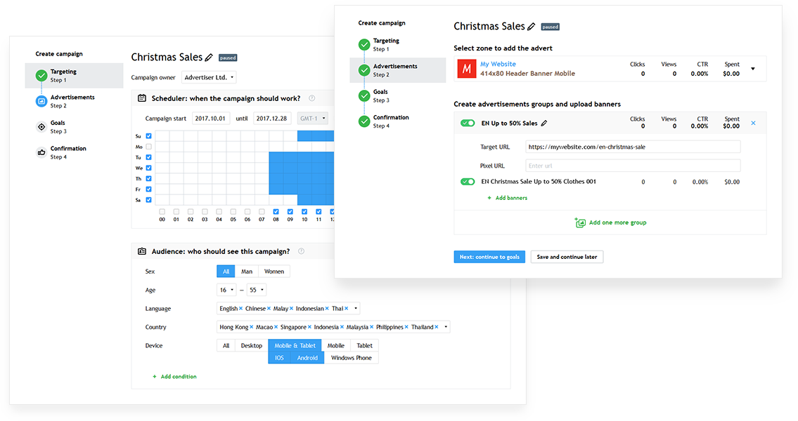 Marketing campaign creation and targeting - Finteza